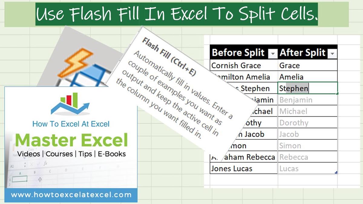 How To Split Text EXCEL Cells With Flash Fill How To Split Text EXCEL Cells With Flash Fill