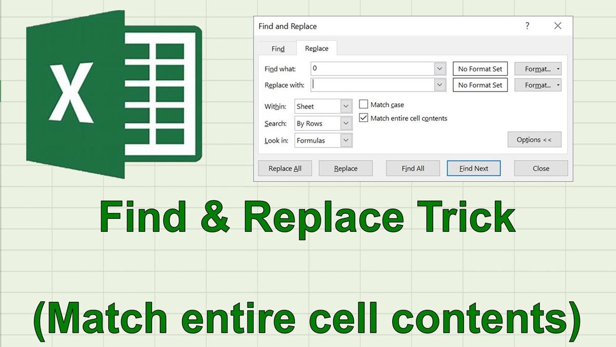 Excel Find And Replace Trick Match Entire Cell Contents Excel Find And Replace Trick Match Entire Cell Contents