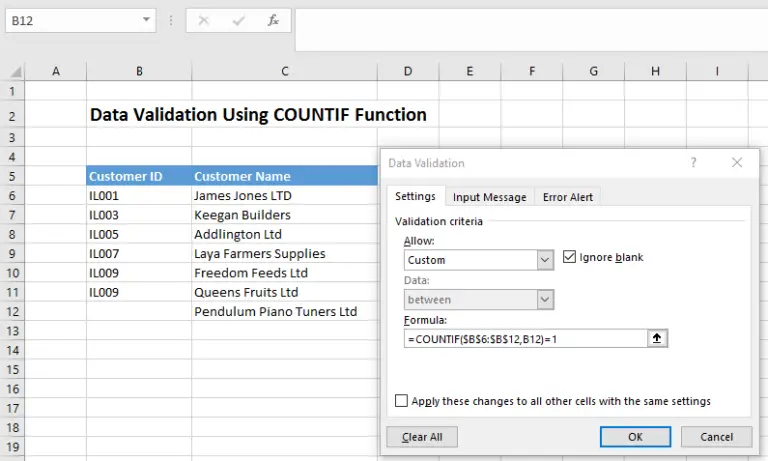 Formula Friday Using Countif Function With Data Validation To Check For Repeating Values In 4310