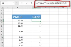 How To Use RANK Excel Formula But Ignore Zeros
