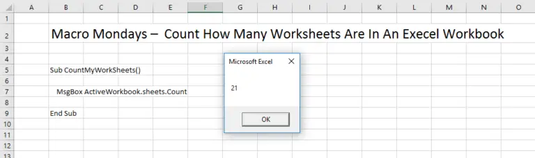 Count Worksheets In Excel - Macro Solution