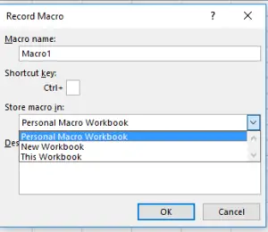 Personal Macro Workbook Excel - Shortcut