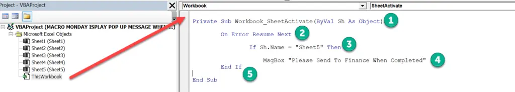 Write A Vba Macro To Display A Pop Up Message When A Specific Sheet Is 0508