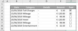 Using a Check or Tick Box In Excel