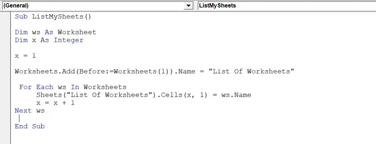 Macro To List All Excel Worksheets In A Workbook.