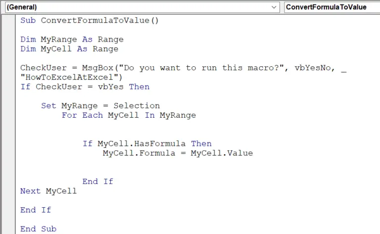 Convert All Formulas Into Values Excel Macro How To