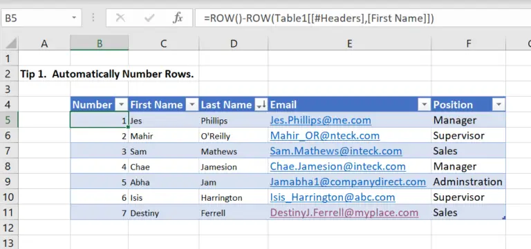 Automatically Number Tables Rows In Excel. - How To Excel At Excel Automatically Number Tables Rows In Excel. - How To Excel At Excel